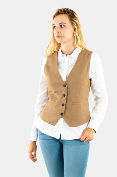 Ichi - cimano - gilet sans manche beige - Jeanstation.fr
